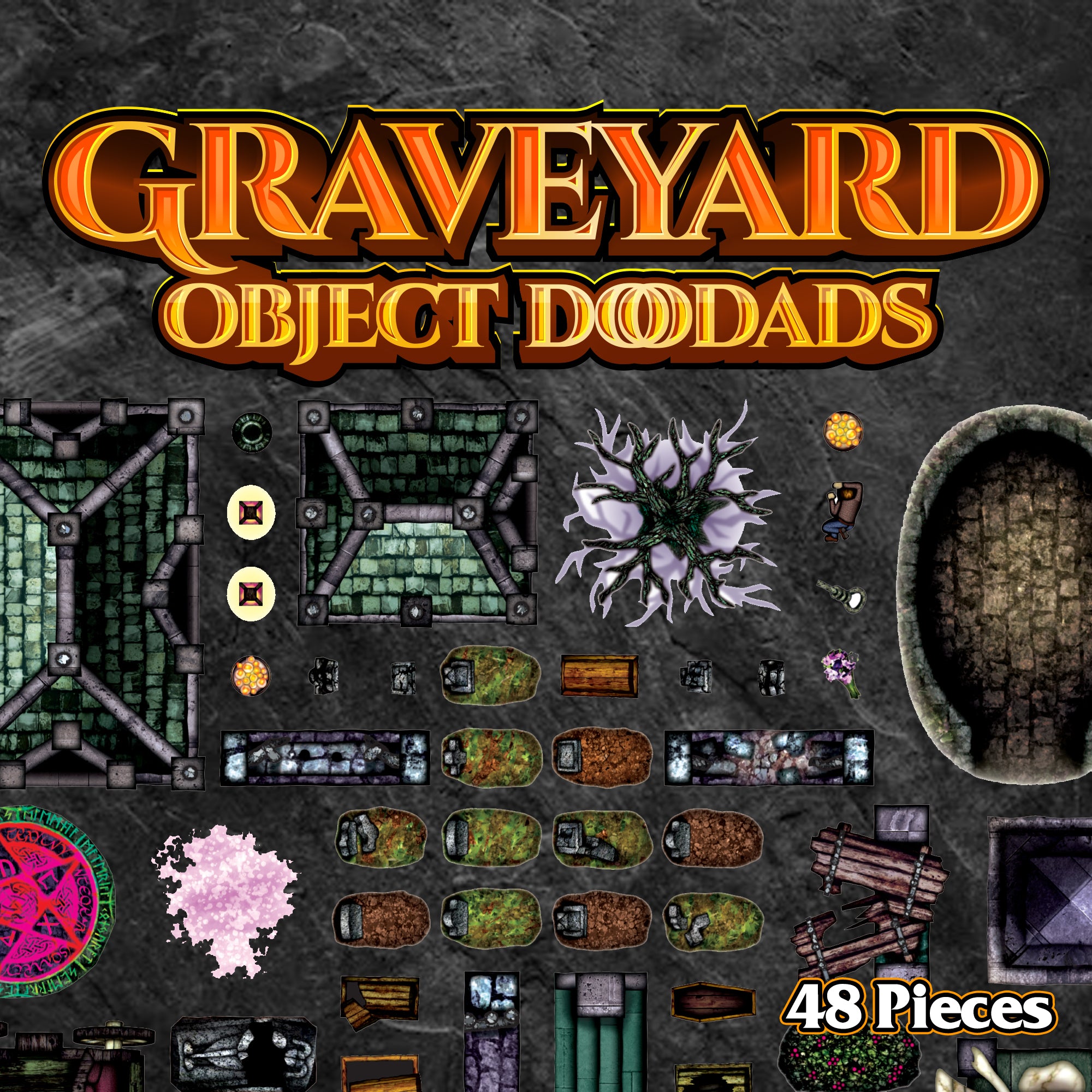Graveyard - Roleplaying Objects - 48 Pieces – Arcknight LLC